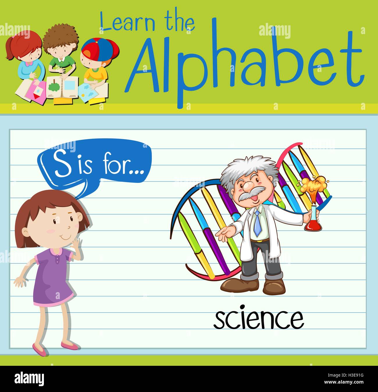 Flashcard letter S is for science illustration Stock Vector Image & Art ...