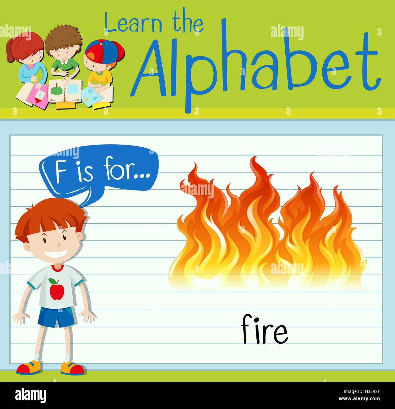Flashcard letter F is for fire illustration Stock Vector Image & Art ...