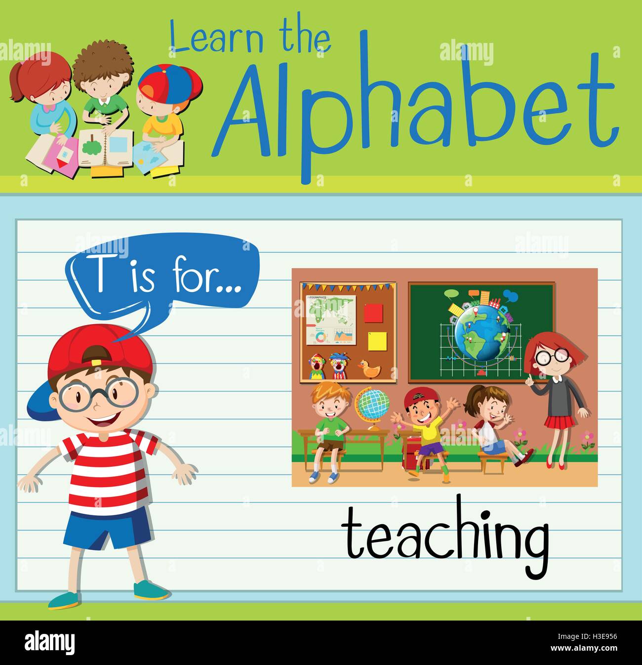 Flashcard letter T is for teaching illustration Stock Vector Image ...