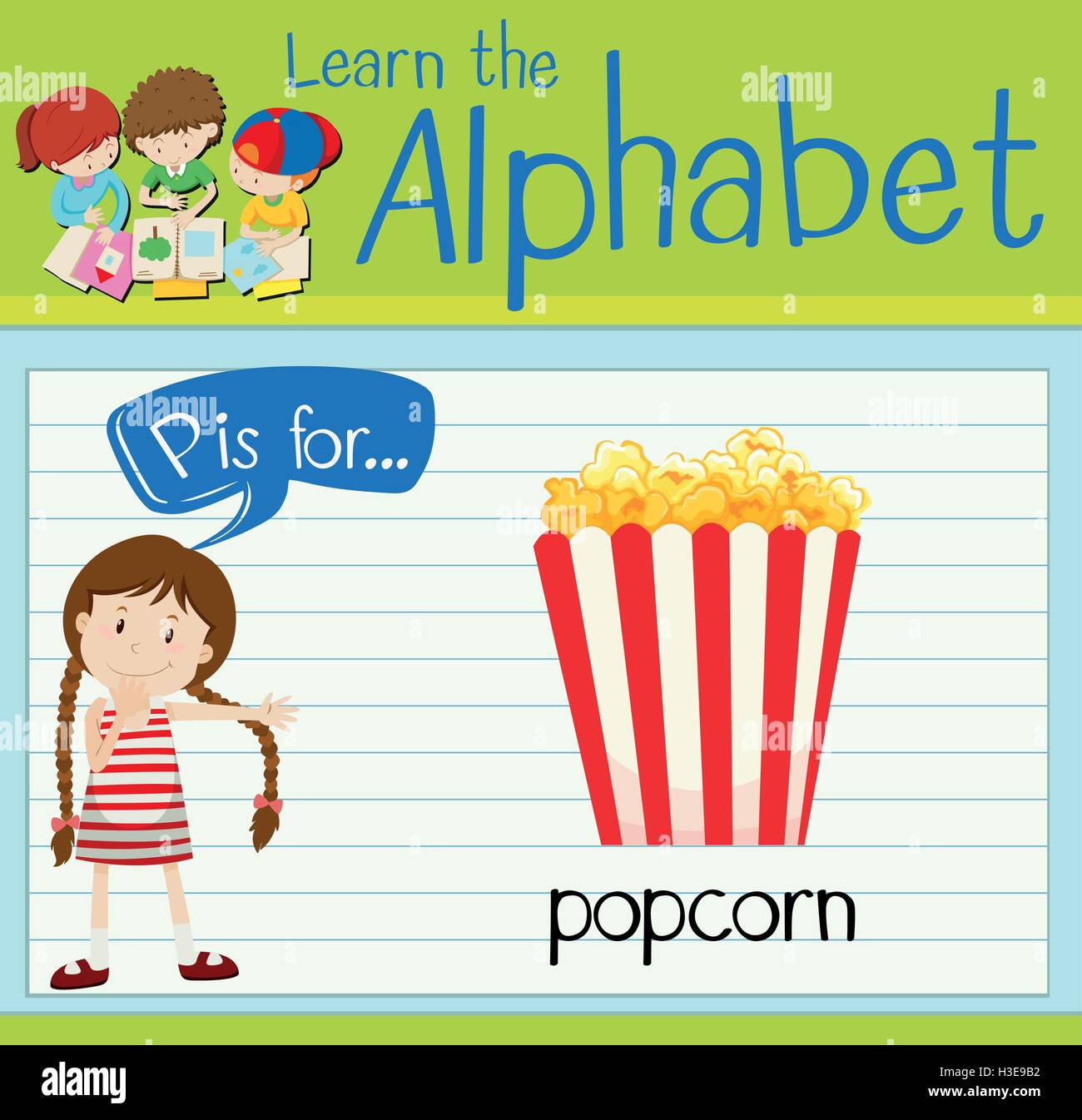Flashcard letter P is for popcorn illustration Stock Vector Image & Art ...