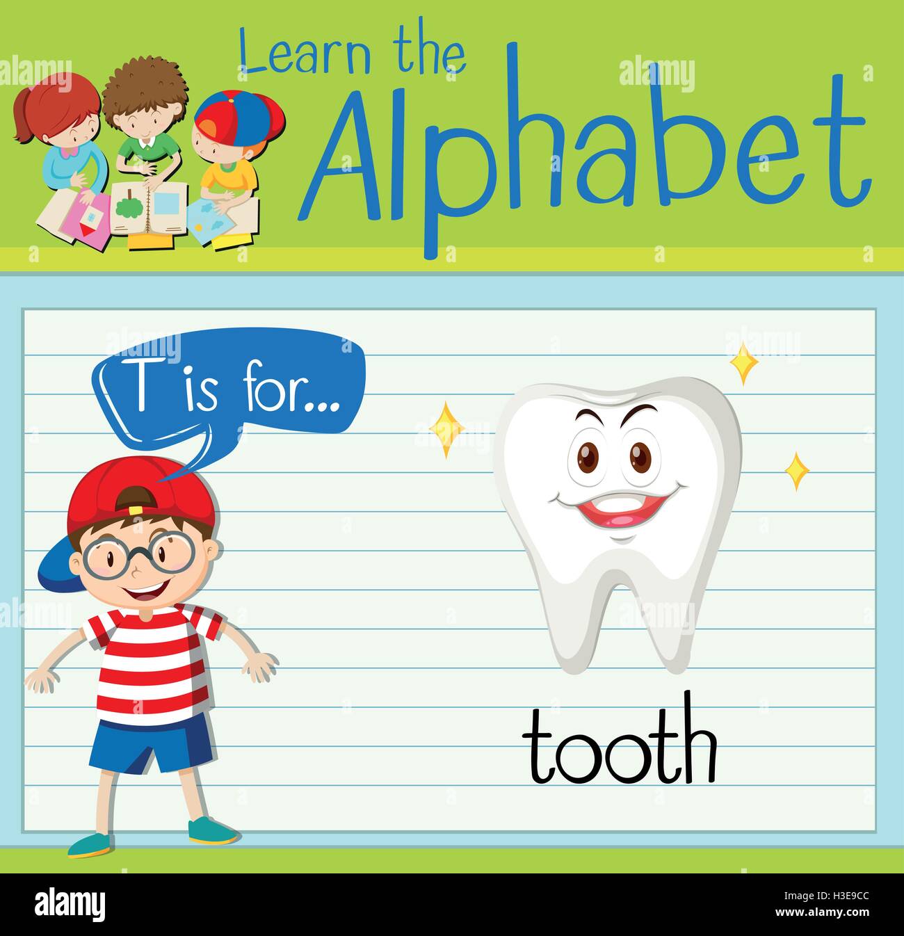 Flashcard letter T is for tooth illustration Stock Vector Image & Art ...