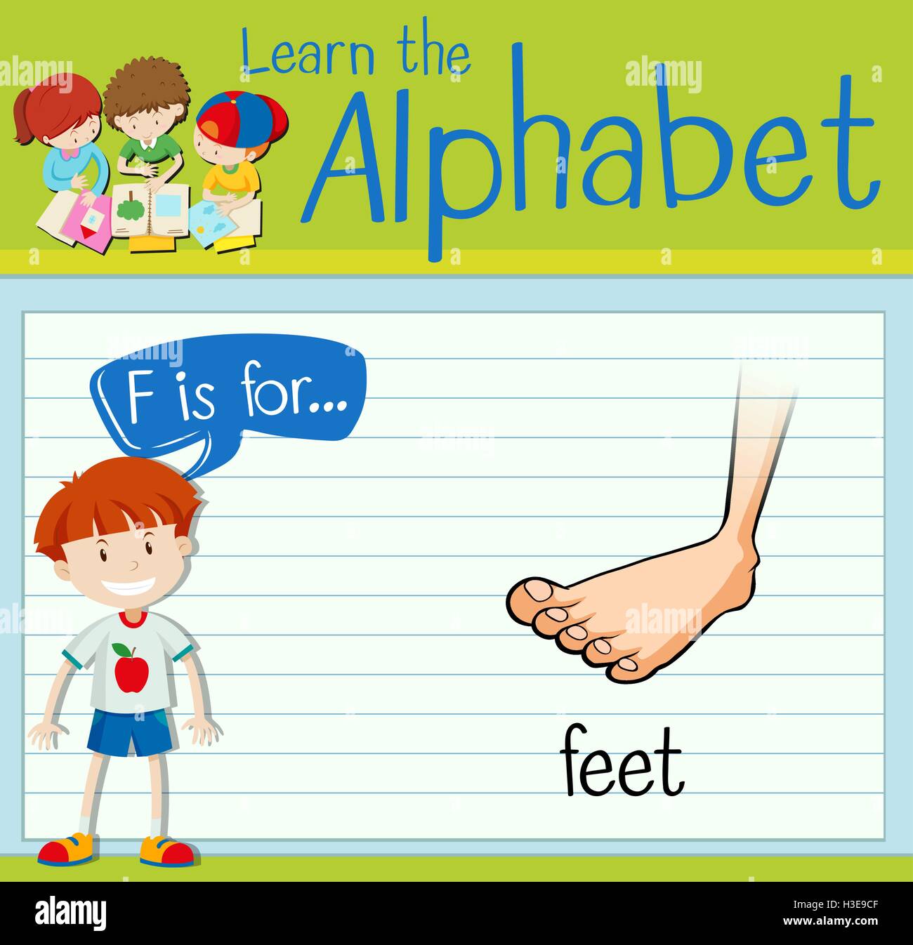 Flashcard letter F is for feet illustration Stock Vector Image & Art ...