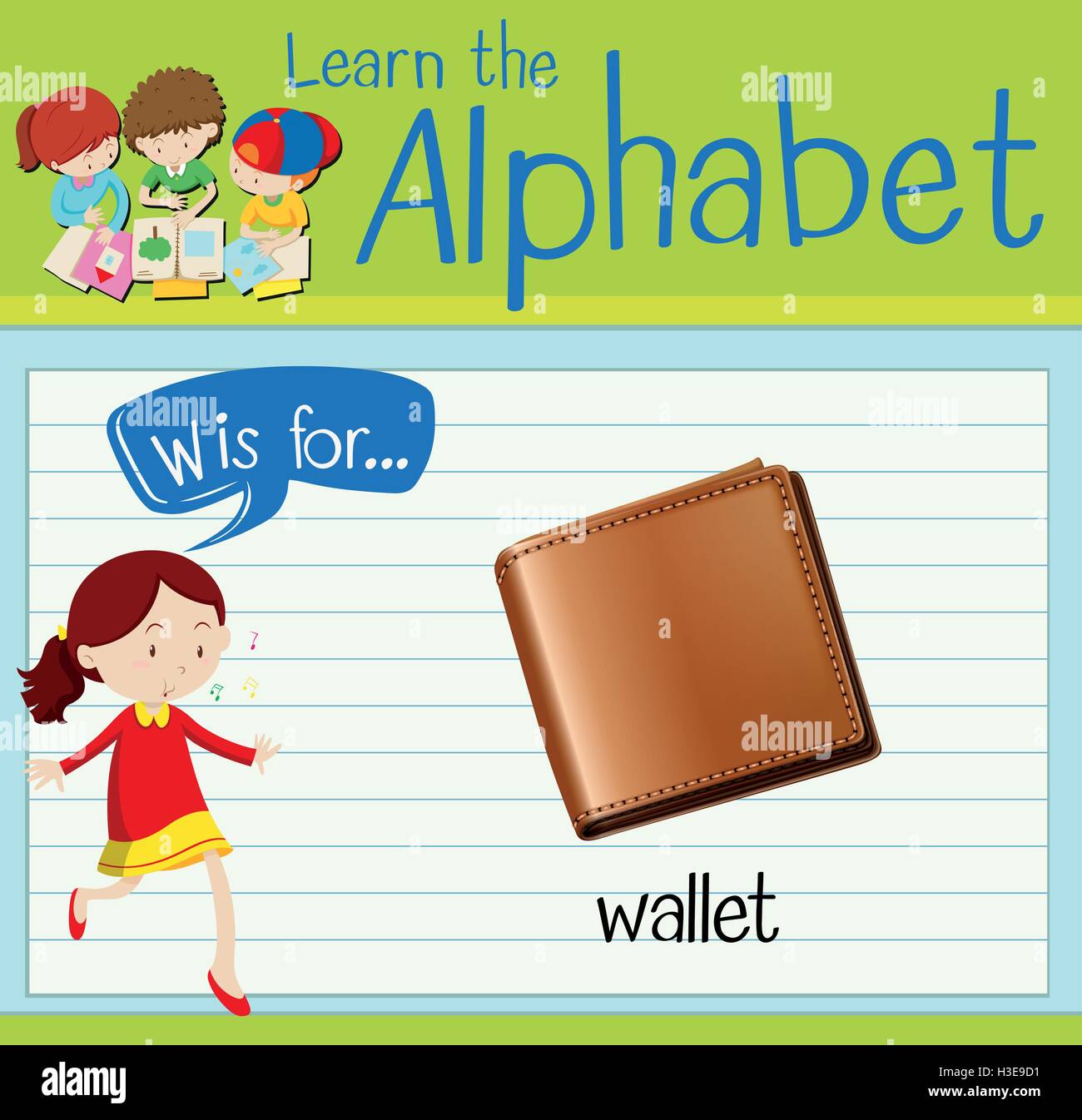 Flashcard letter W is for wallet illustration Stock Vector Image & Art ...