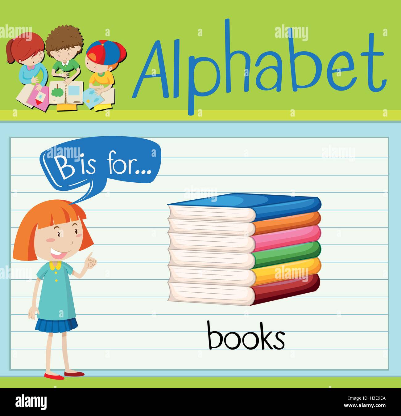 Flashcard letter B is for books illustration Stock Vector Image & Art ...