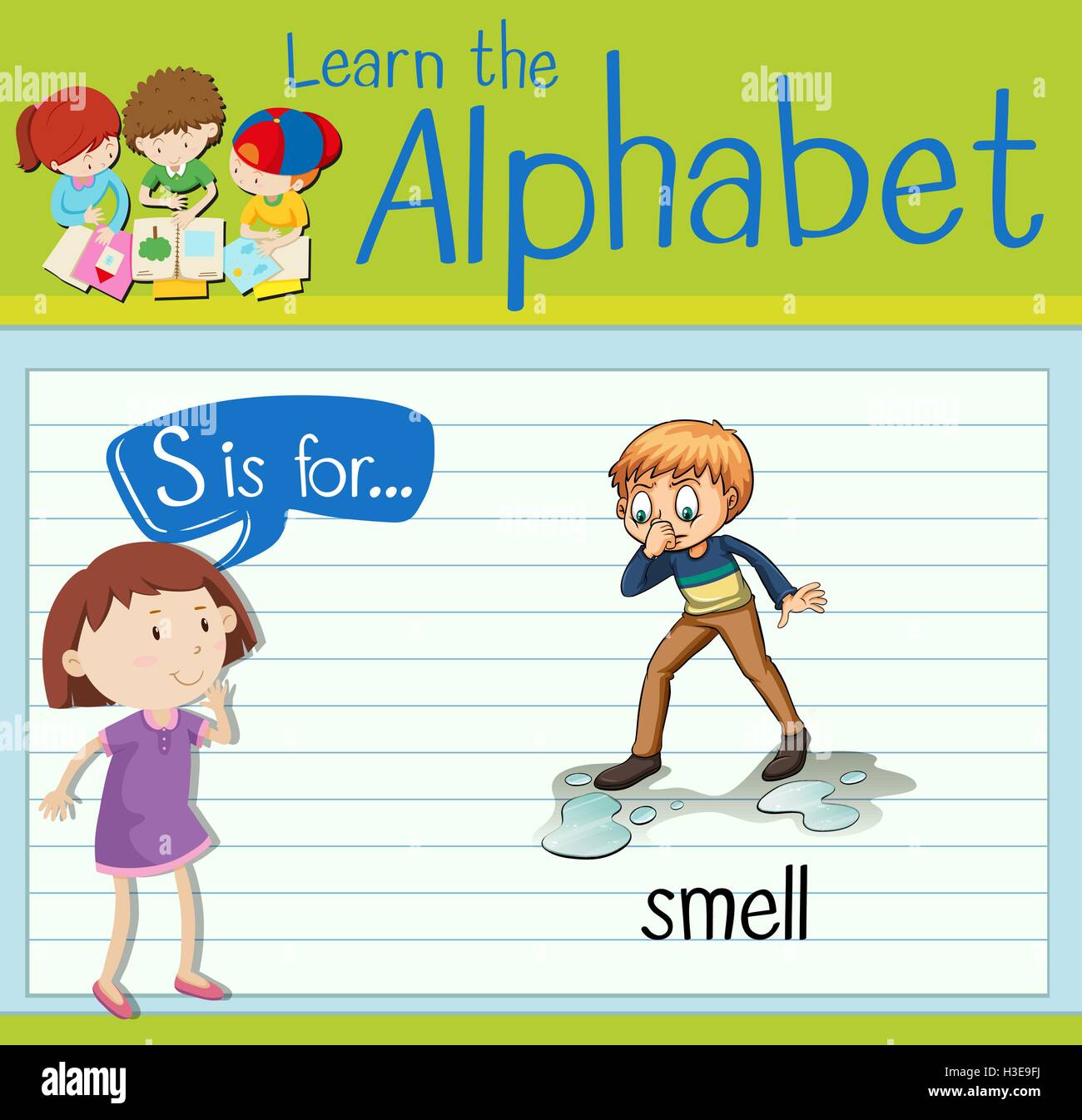 Flashcard letter S is for smell illustration Stock Vector Image & Art ...