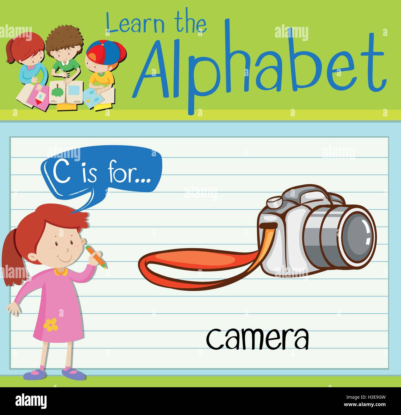 Flashcard letter C is for camera illustration Stock Vector Image & Art ...