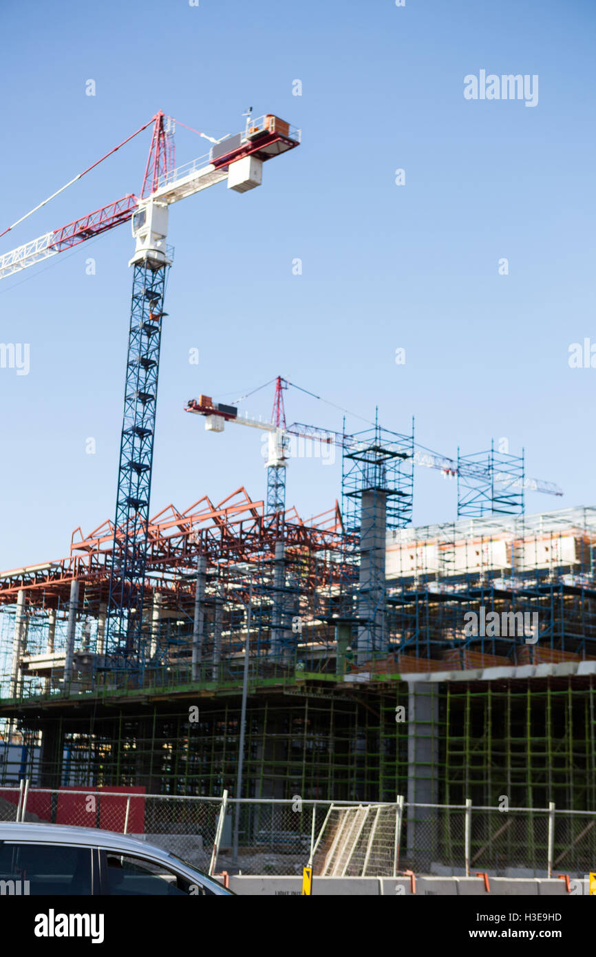 Crane and building construction site Stock Photo - Alamy