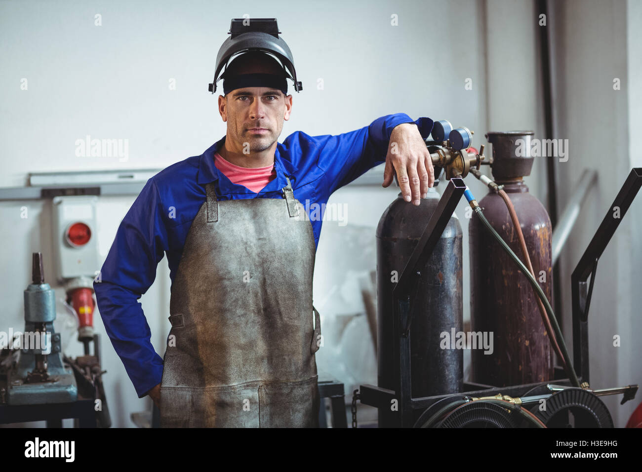 Portrait of male welder standing Stock Photo - Alamy