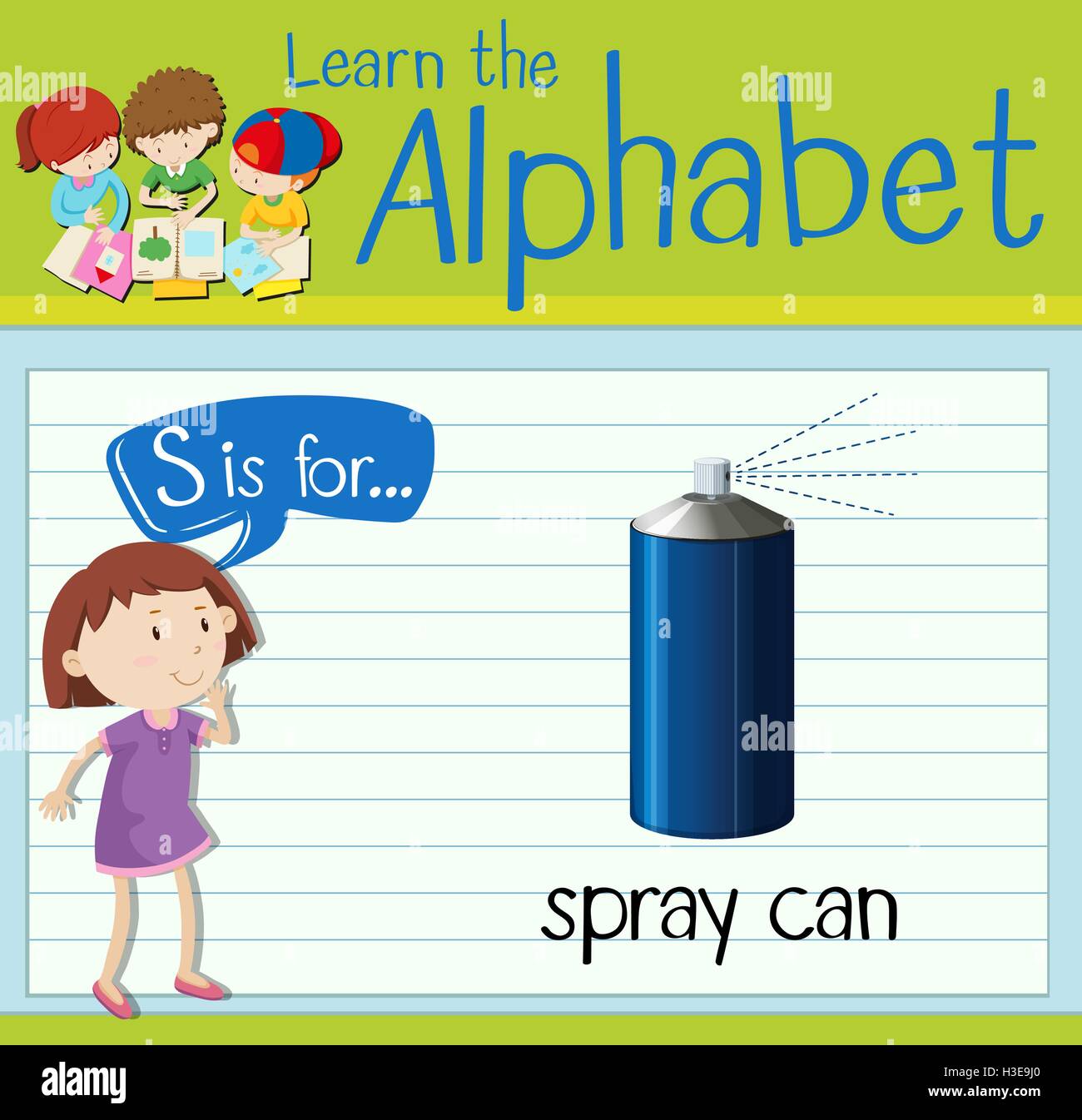 Flashcard letter S is for spray can illustration Stock Vector Image ...