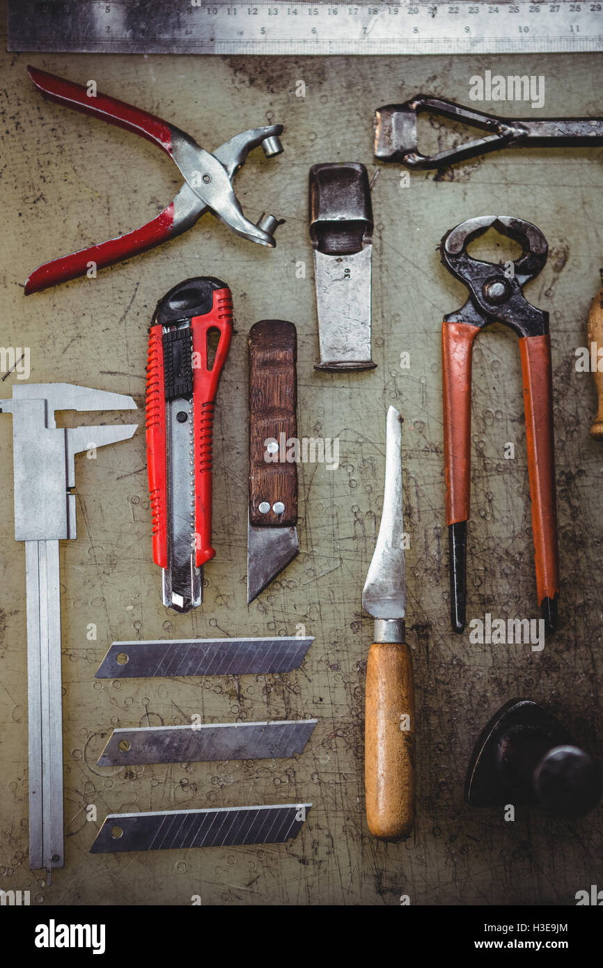 Work tools on a table Stock Photo - Alamy