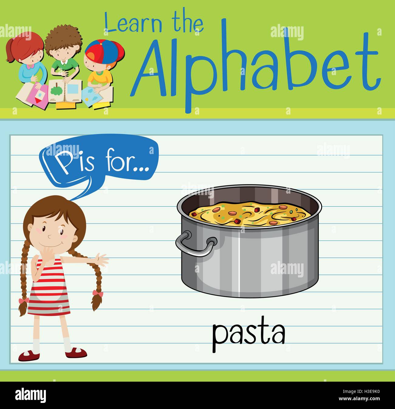 Flashcard letter P is for pasta illustration Stock Vector Image & Art ...