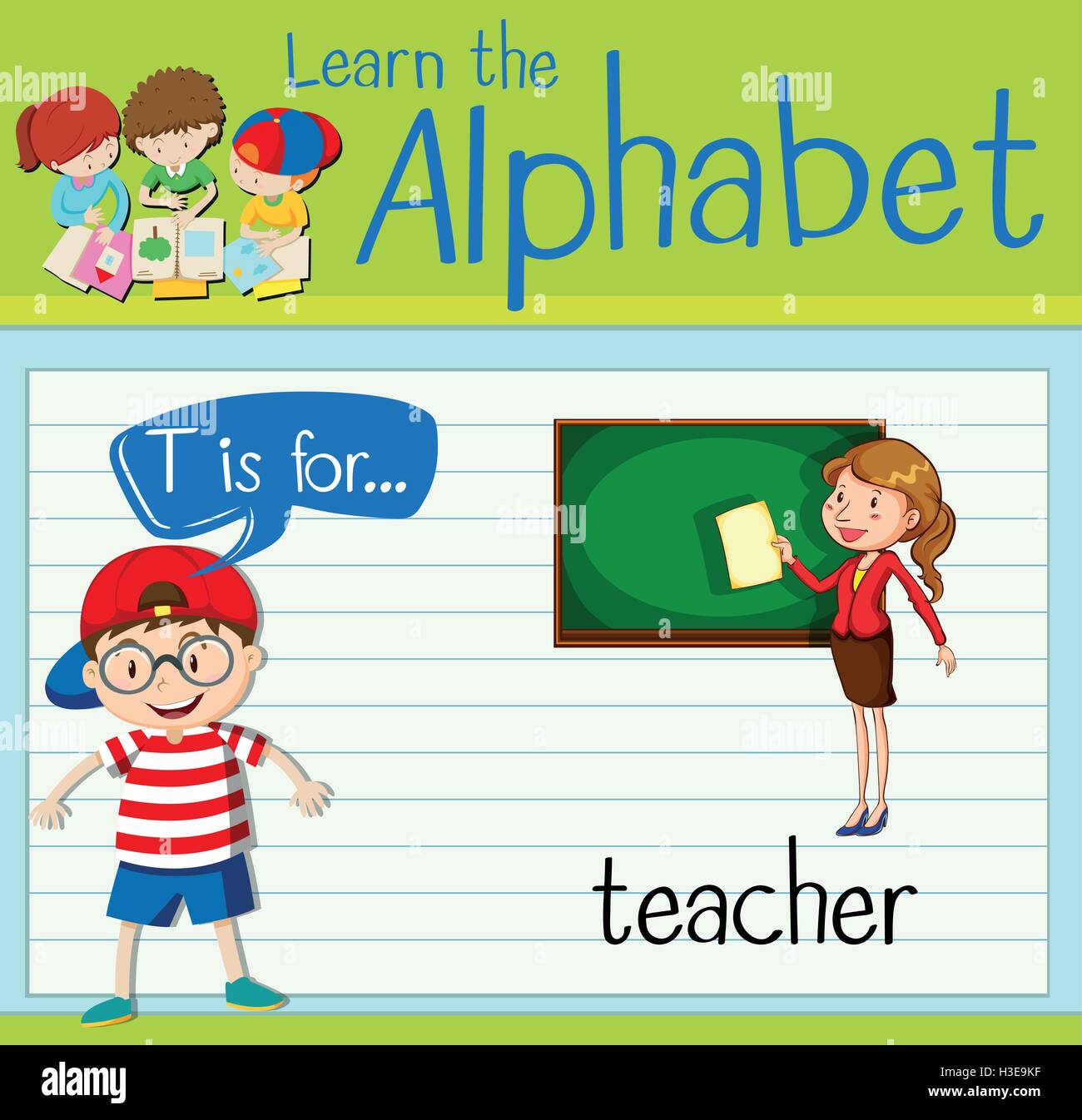 Flashcard letter T is for teacher illustration Stock Vector Image & Art ...