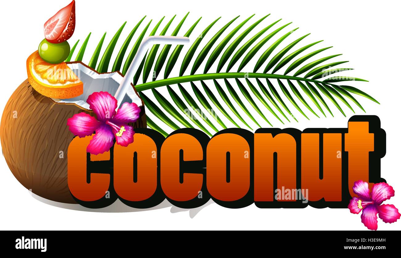 Poster design with fresh coconut and wording illustration Stock Vector ...