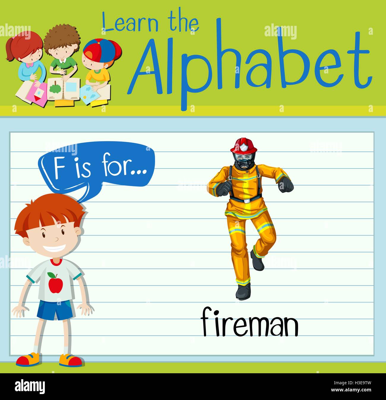 Flashcard letter F is for fireman illustration Stock Vector Image & Art ...