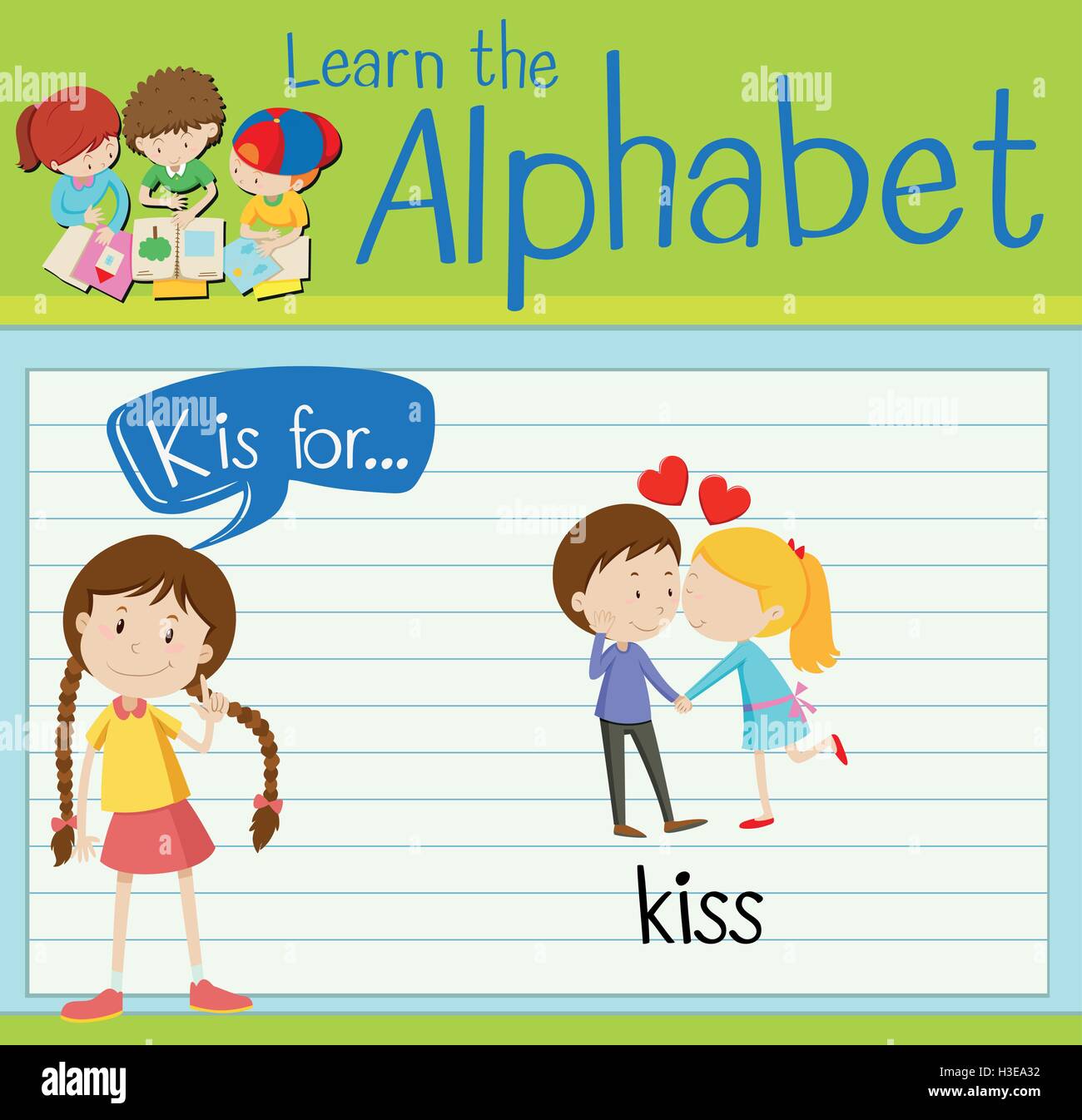 Flashcard letter K is for kiss illustration Stock Vector Image & Art ...