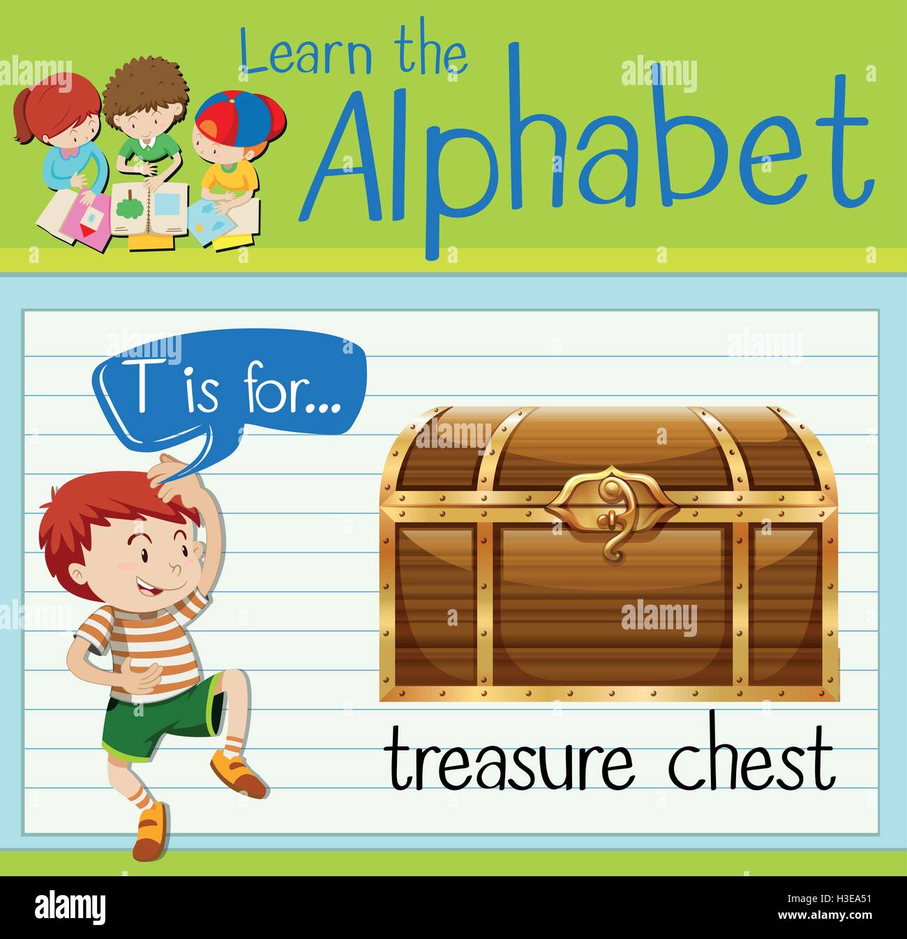 Flashcard letter T is for treasure chest illustration Stock Vector ...