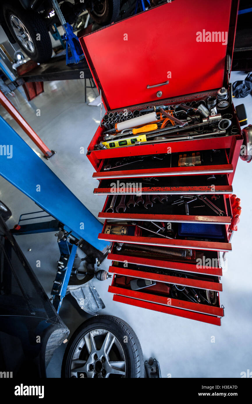 Set of work tools in toolbox Stock Photo - Alamy
