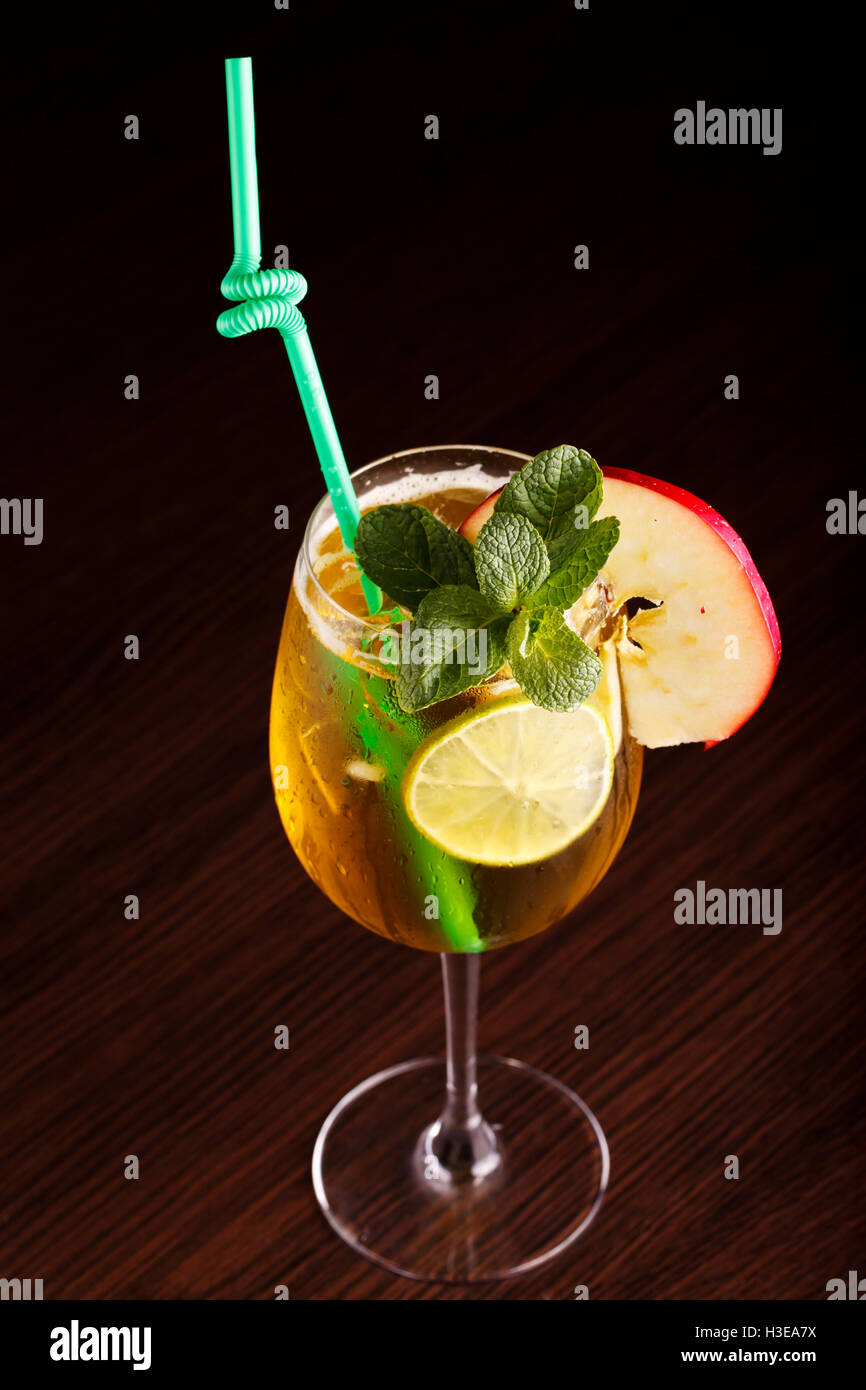 a refreshing cocktail in a glass closeup Stock Photo - Alamy