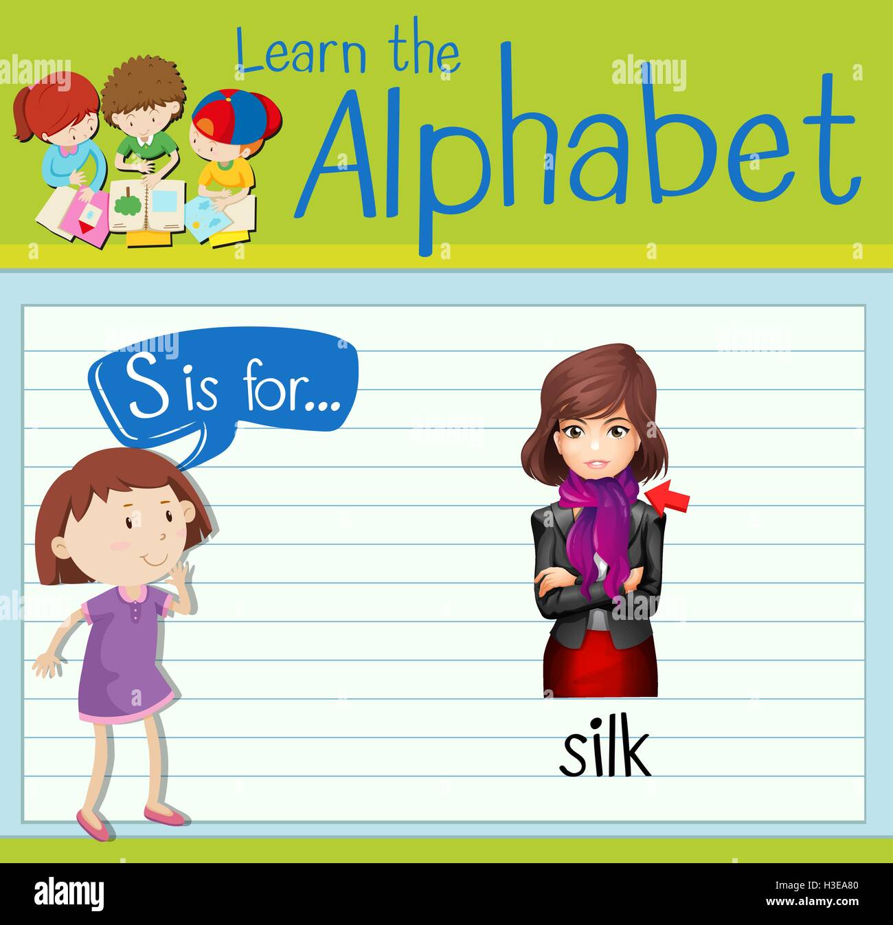 Flashcard letter S is for silk illustration Stock Vector Image & Art ...