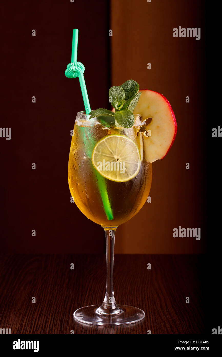 a refreshing cocktail in a glass closeup Stock Photo - Alamy