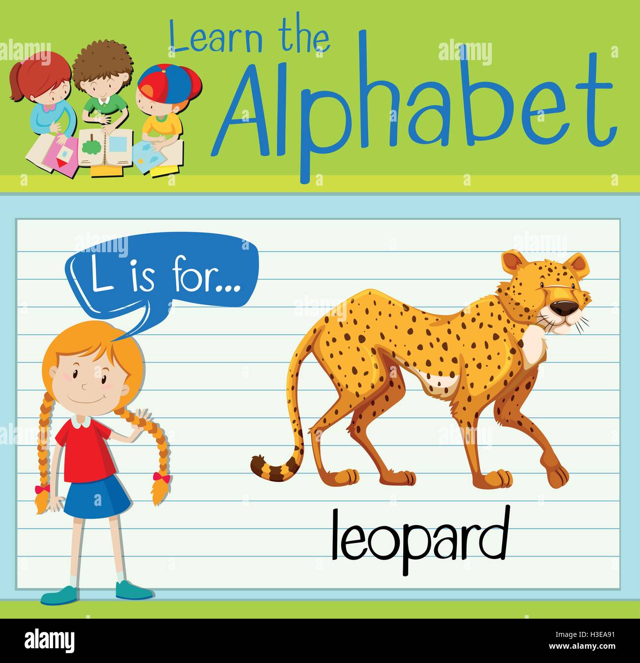 Flashcard letter L is for leopard illustration Stock Vector Image & Art ...