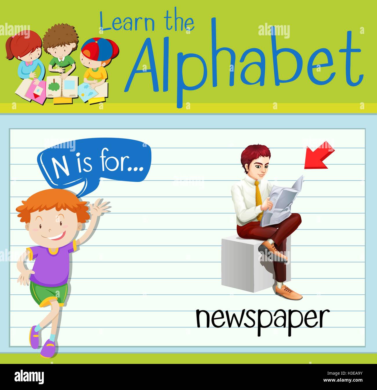 Child reading newspaper Stock Vector Images - Alamy
