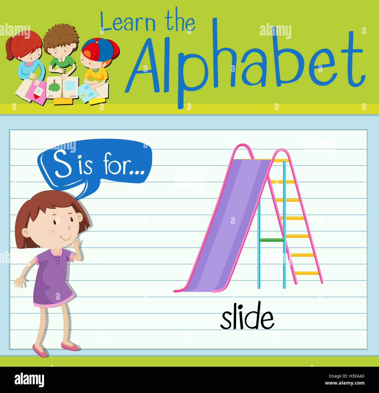 Flashcard letter S is for slide illustration Stock Vector Image & Art ...