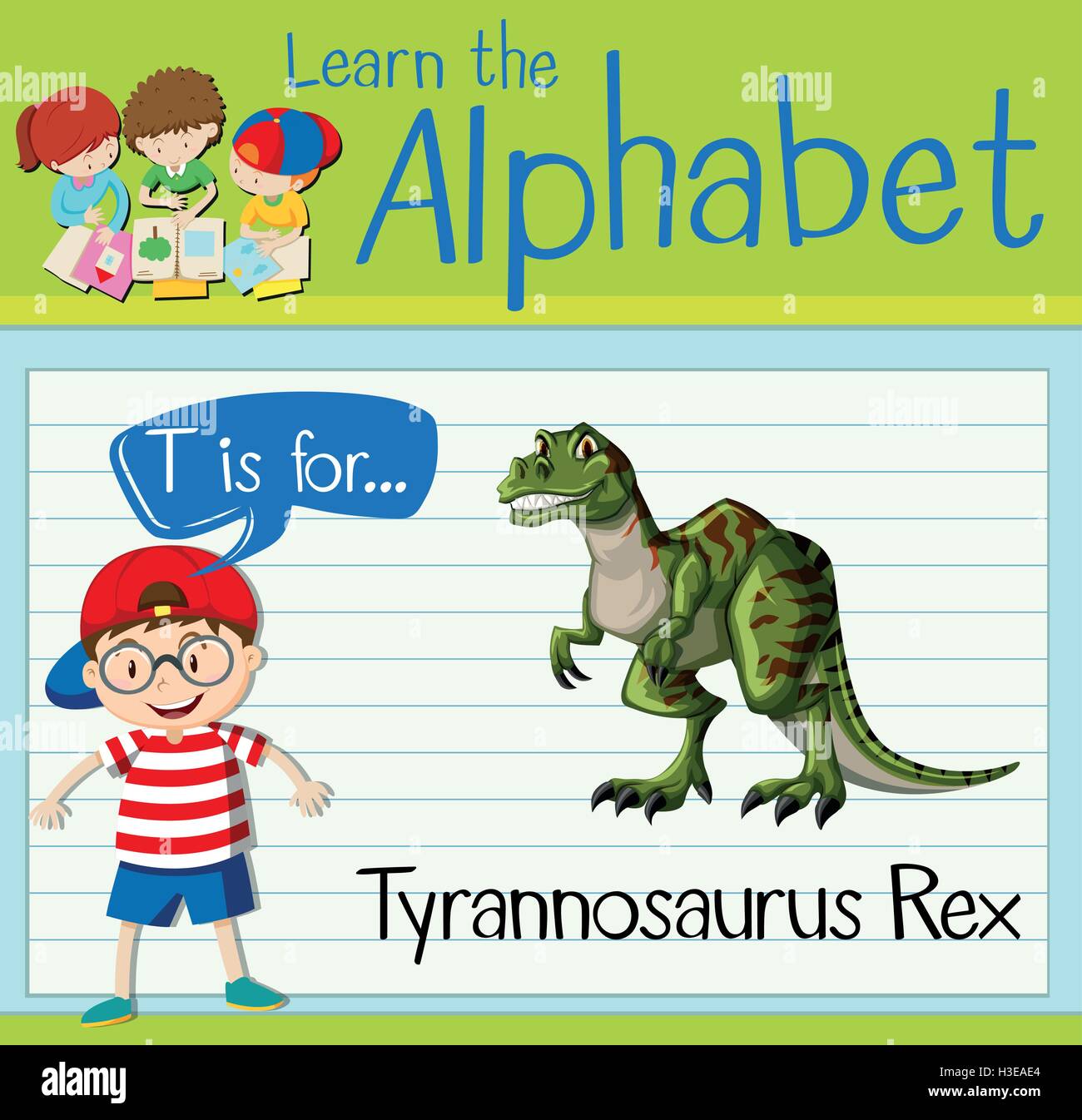 Flashcard letter T is for tyrannosaurus Rex illustration Stock Vector ...