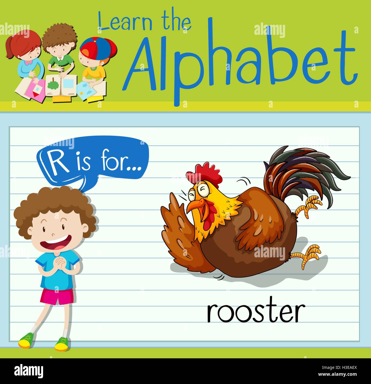 Flashcard letter R is for rooster illustration Stock Vector Image & Art ...