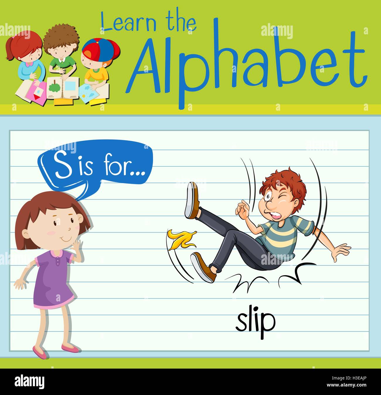 Flashcard letter S is for slip illustration Stock Vector Image & Art ...