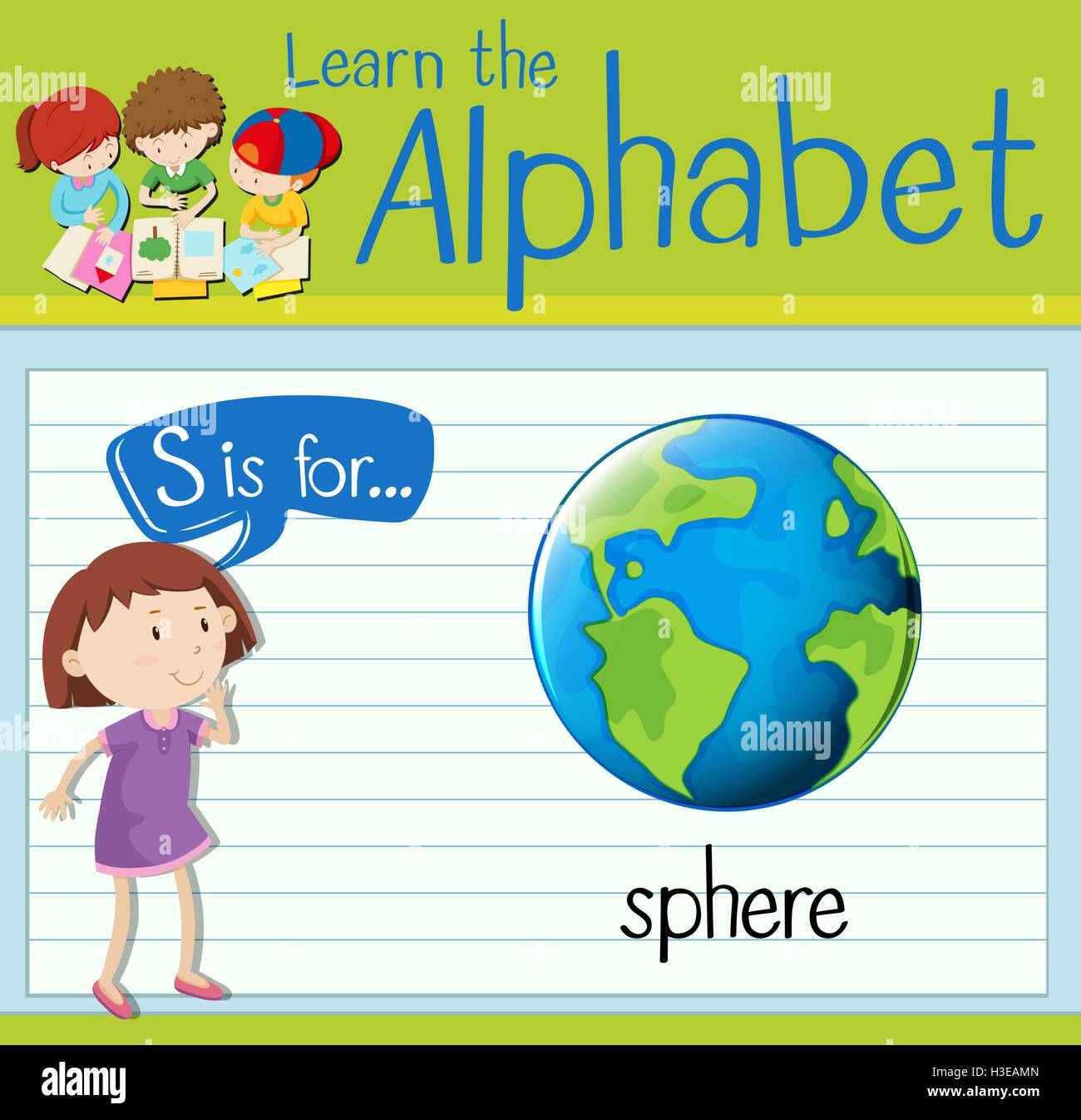 Flashcard letter S is for sphere illustration Stock Vector Image & Art ...