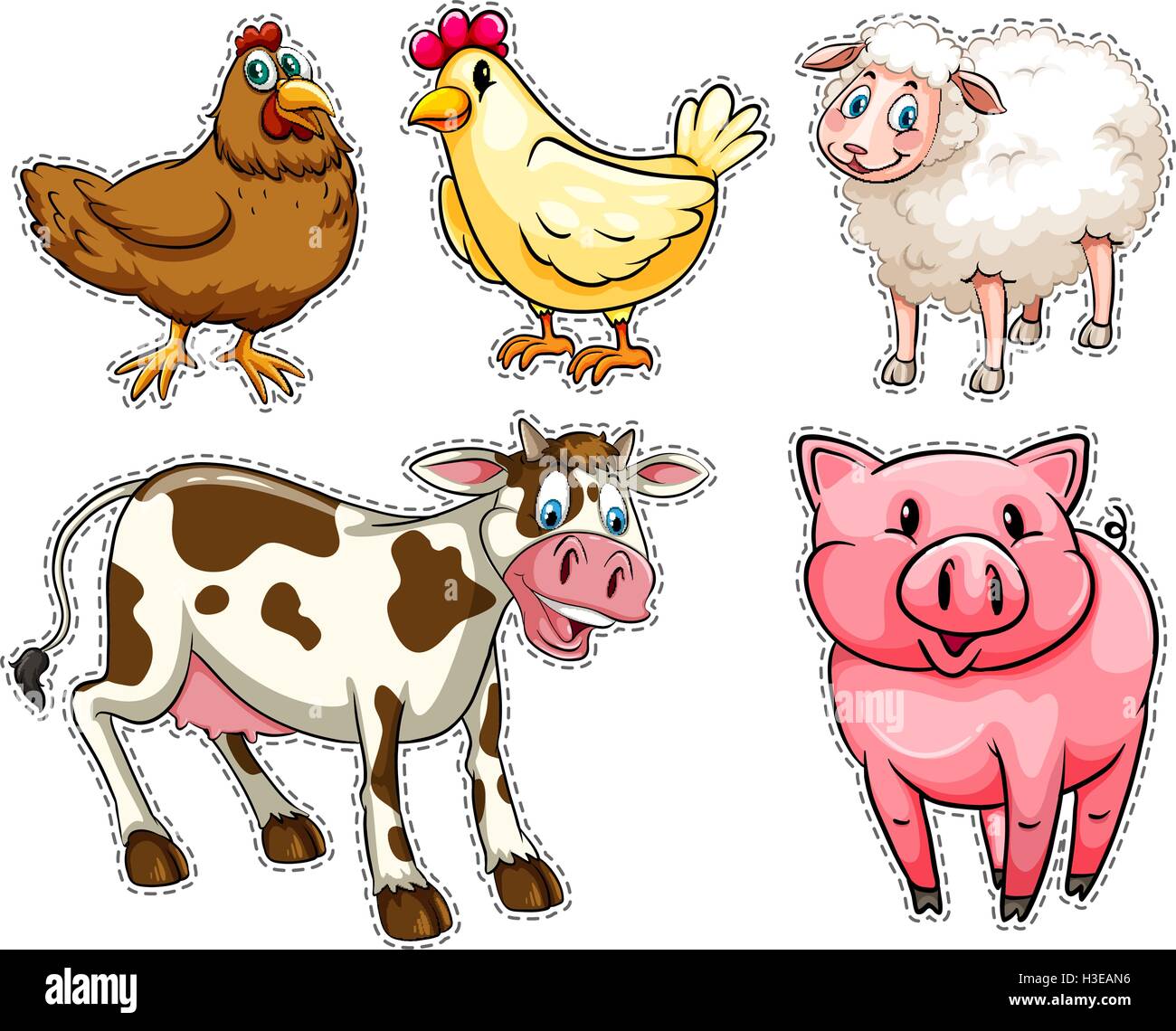 Sticker set with farm animals illustration Stock Vector Image & Art - Alamy