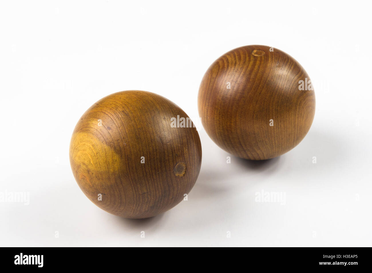 pair of wooden Chinese singing balls Baoding of health for hands on ...