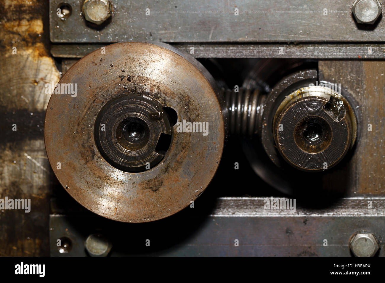 a Iron machine detail close-up , industrial background Stock Photo - Alamy