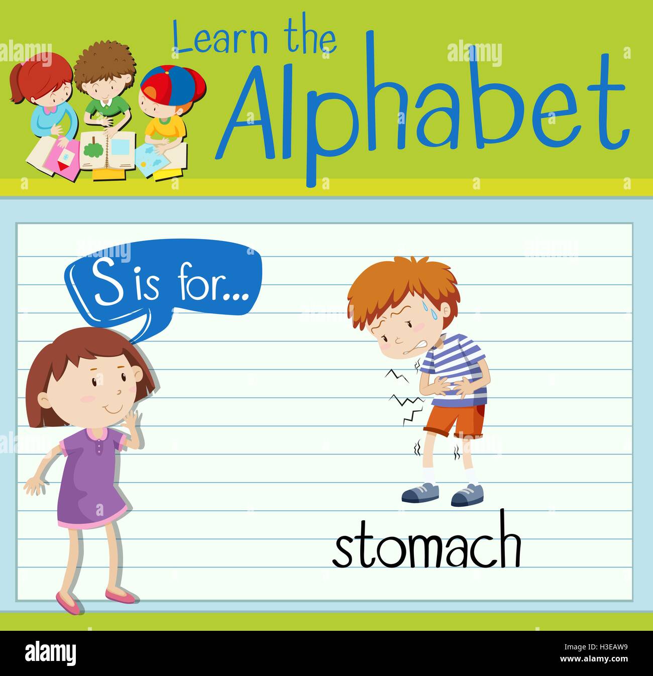 Child stomachache white background Stock Vector Images - Alamy