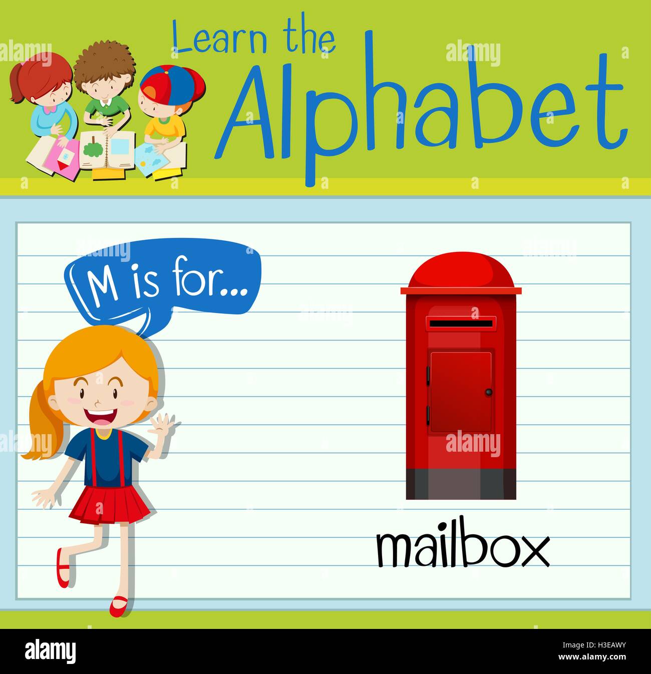 Flashcard letter M is for mailbox illustration Stock Vector Image & Art ...