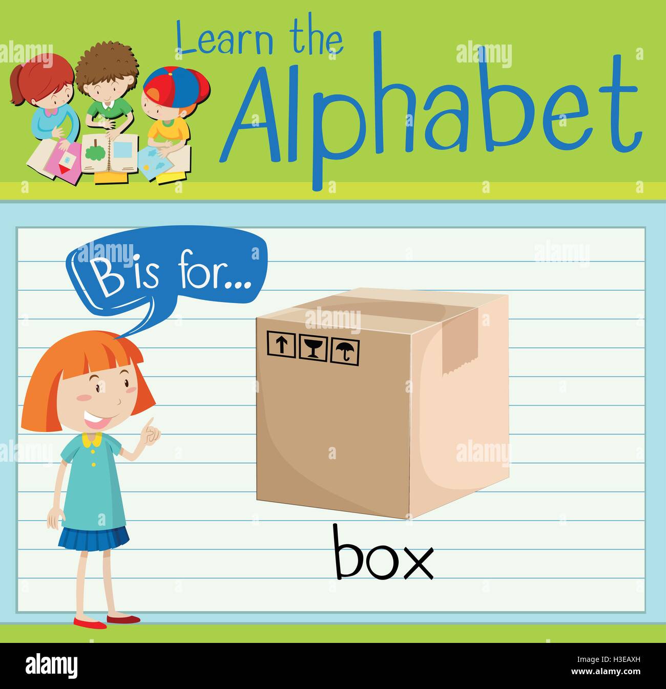 Flashcard letter B is for box illustration Stock Vector Image & Art - Alamy