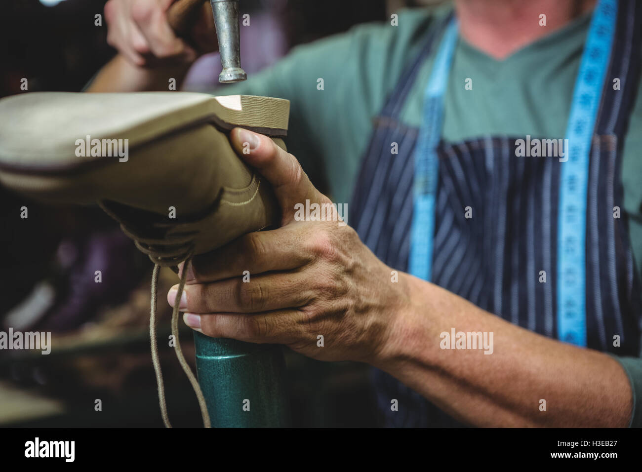 Close up shoemaker measuring hi-res stock photography and images - Alamy