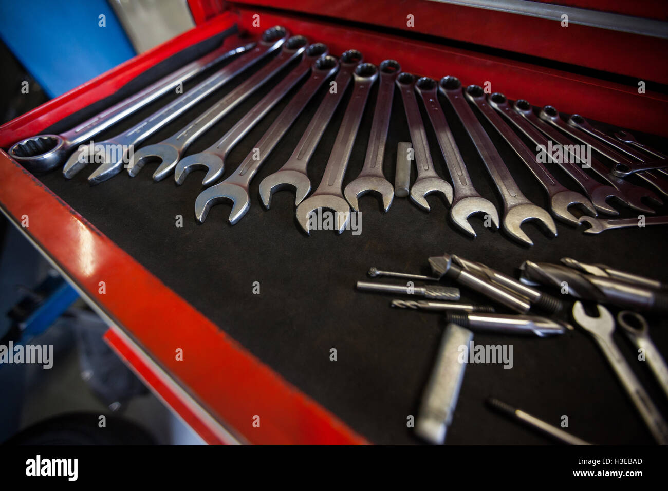Set of work tools in toolbox Stock Photo - Alamy
