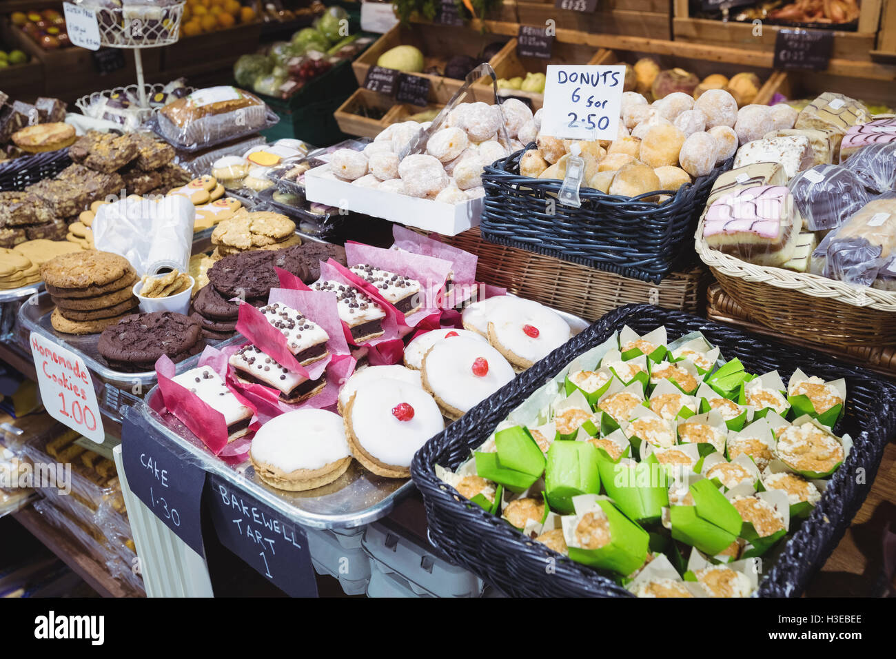 Various sweet food on display Stock Photo - Alamy