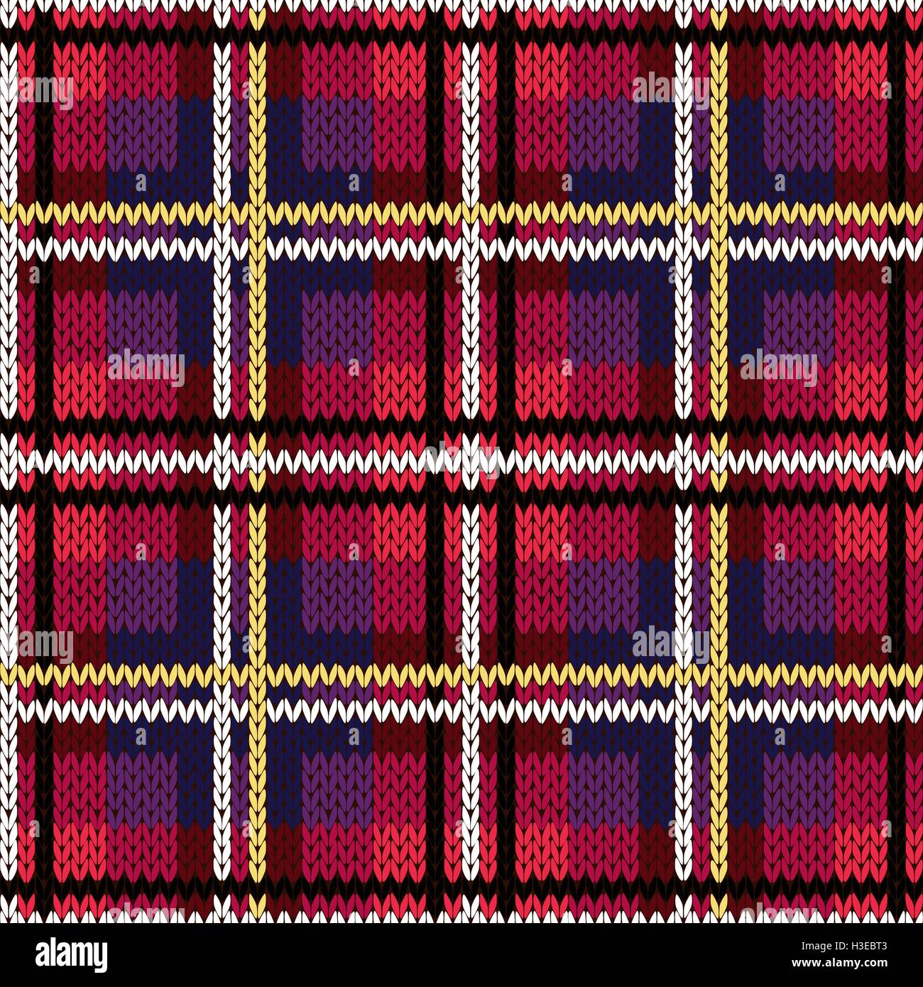 Knitting checkered seamless vector pattern with perpendicular lines as ...