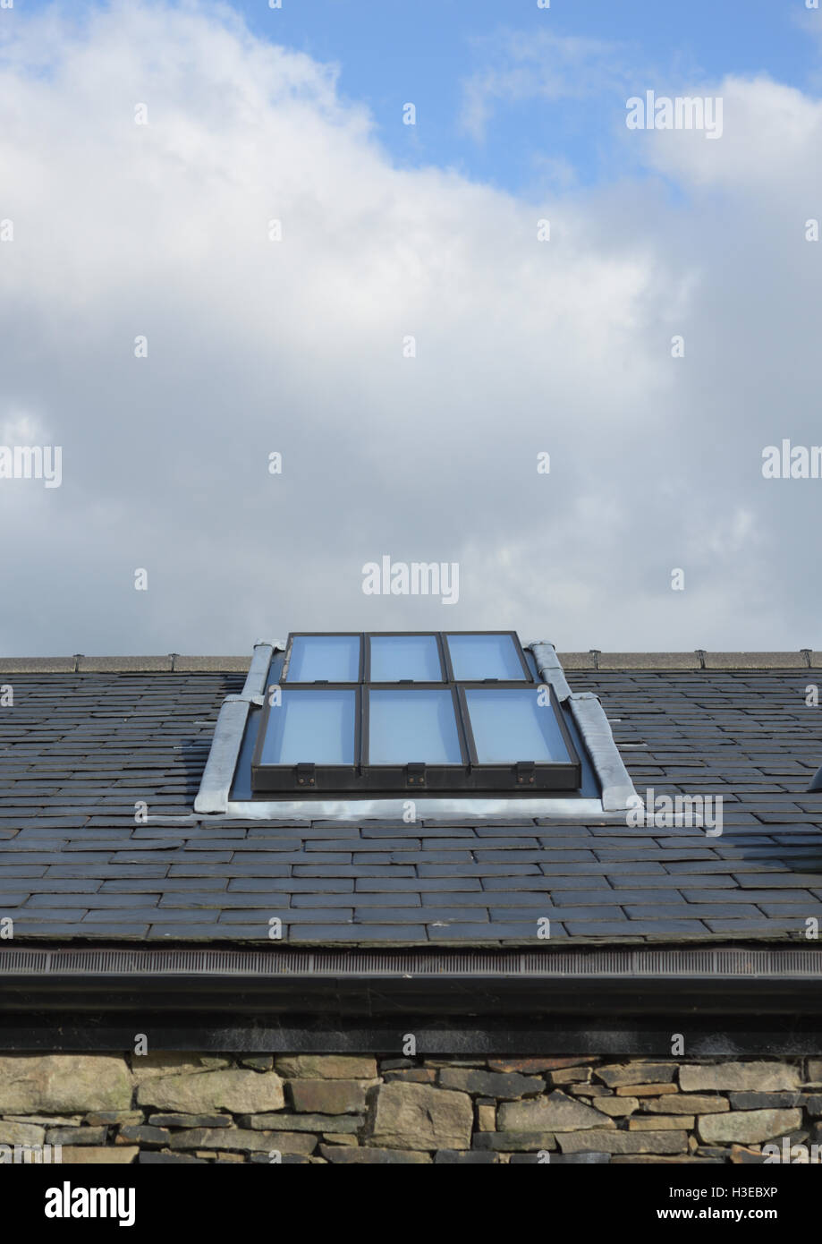Six velux roof lights incorparated in rear roof slope and lead flashing ...