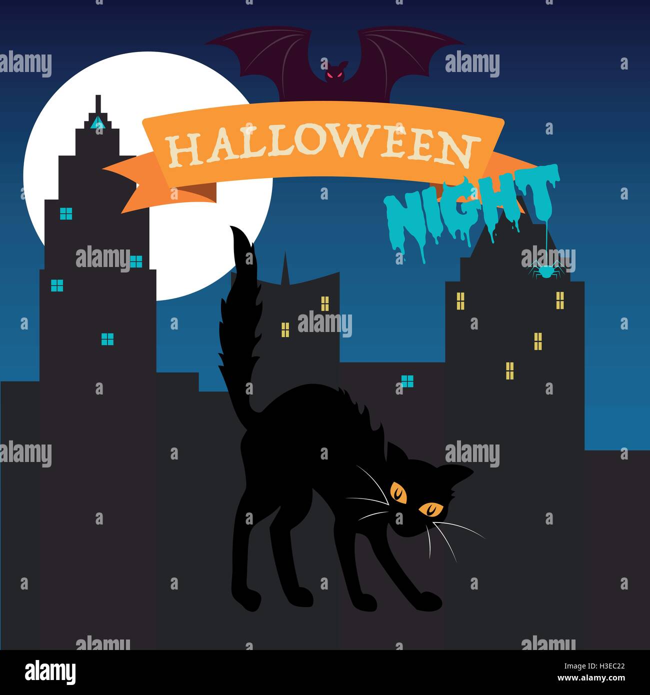 Halloween cat illustration Stock Vector Images - Alamy