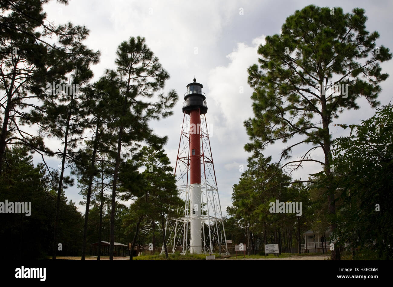 The red and white tower of Crooked River Lighthouse aka Carrabelle ...