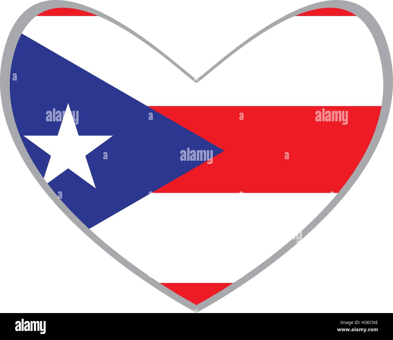Isolated flag of Puerto rico on a heart shape, Vector illustration ...