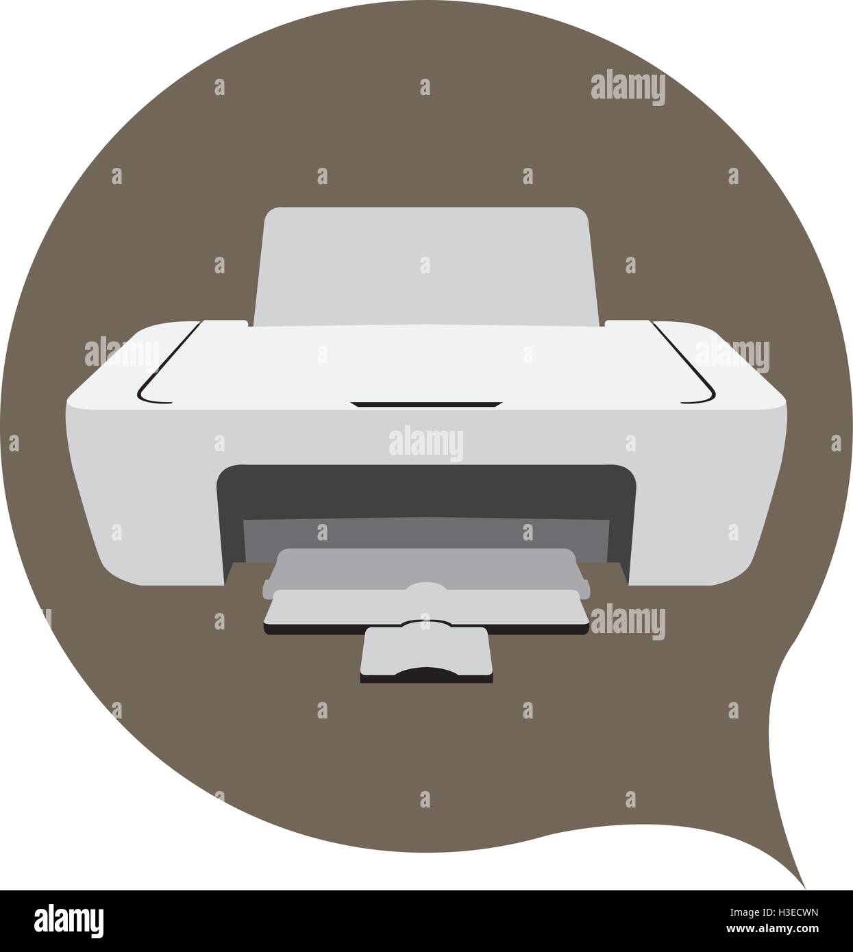 Isolated printer on a brown sticker, Vector illustration Stock Vector ...