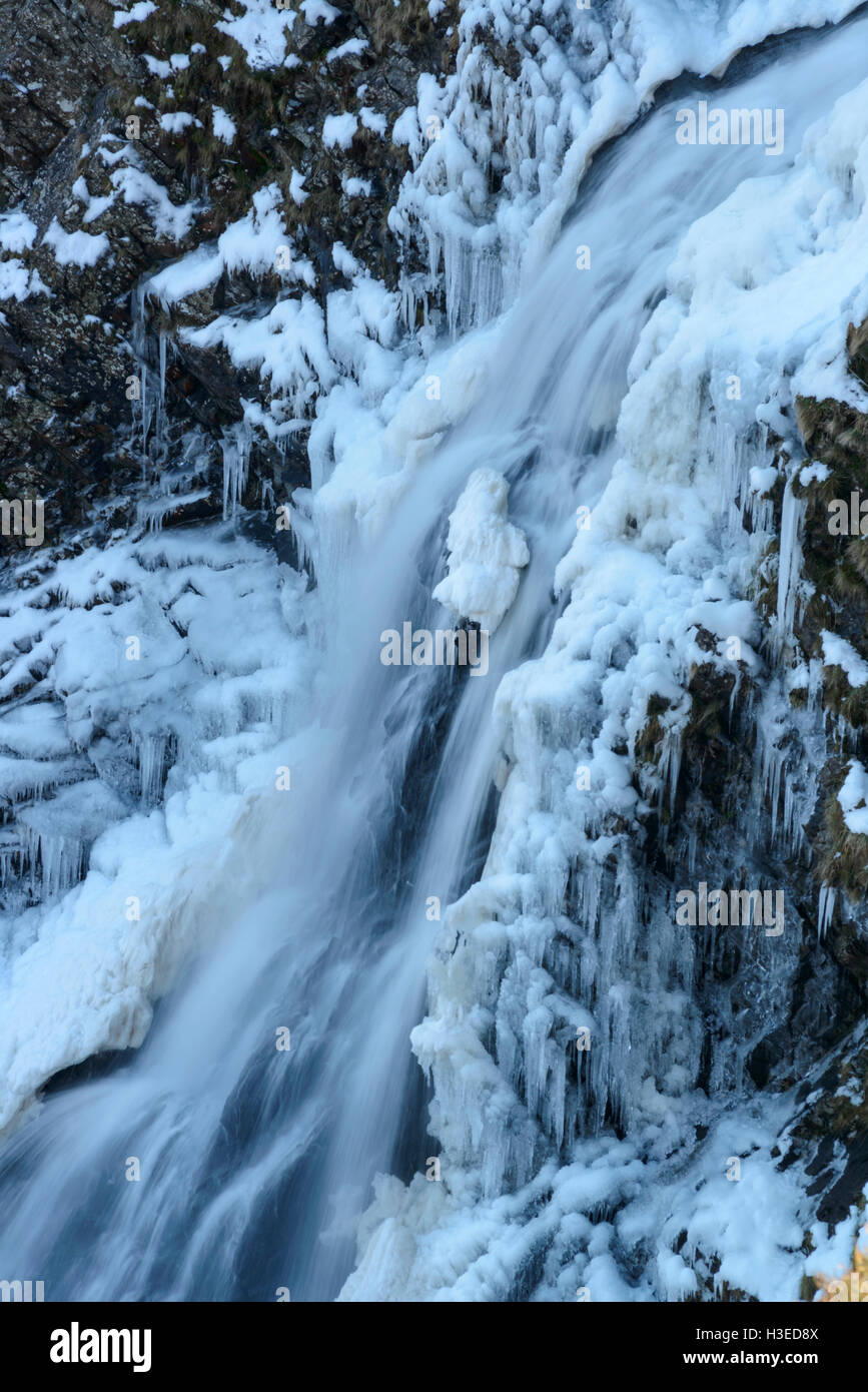 Grey Mare's Tail waterfall in winter snow and ice, near Moffat ...