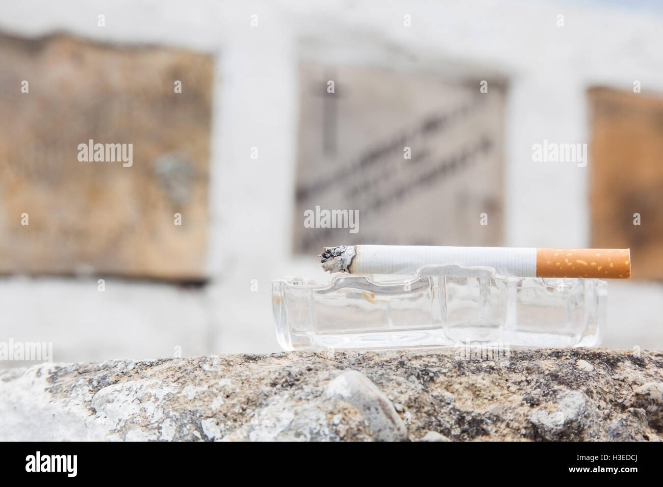 Smoking will take you to the cemetery Stock Photo - Alamy