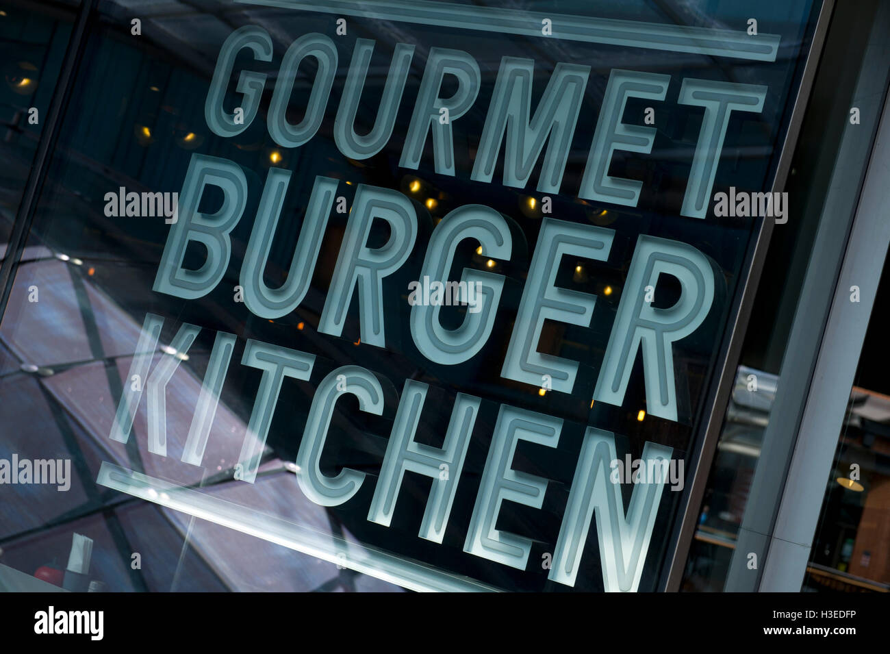 Gourmet Burger Kitchen outlet in Cabot Circus, Bristol UK Stock Photo ...