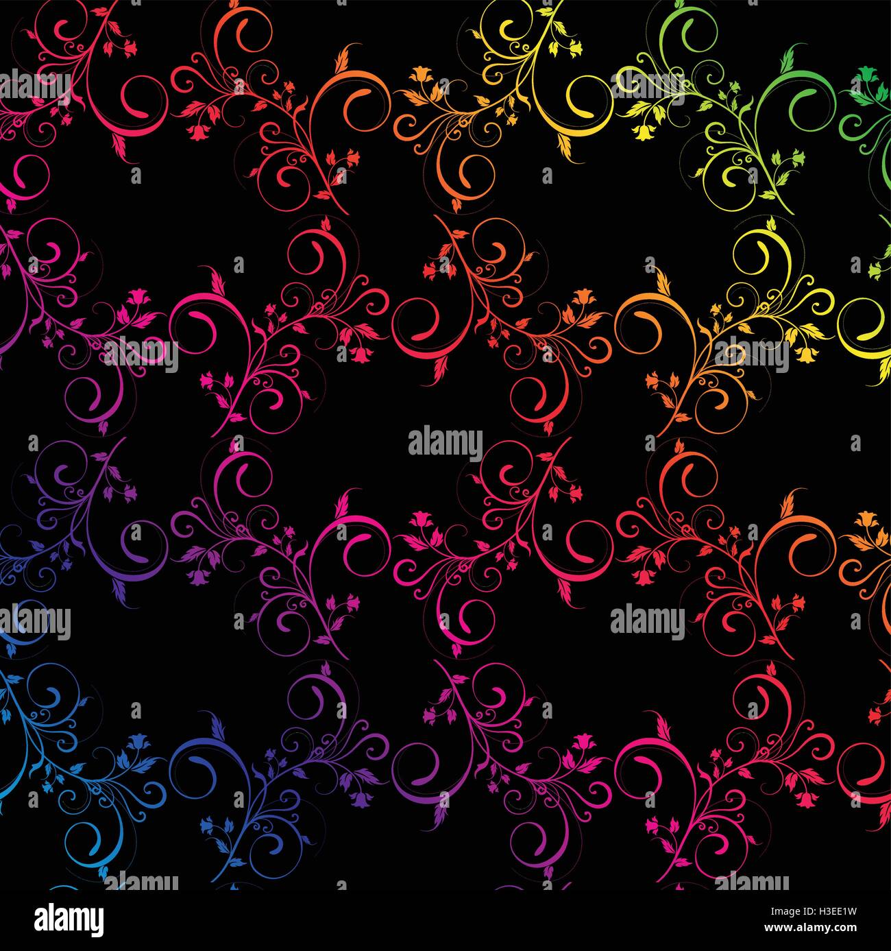 Seamless colorful flower burst on black background Stock Vector Image ...